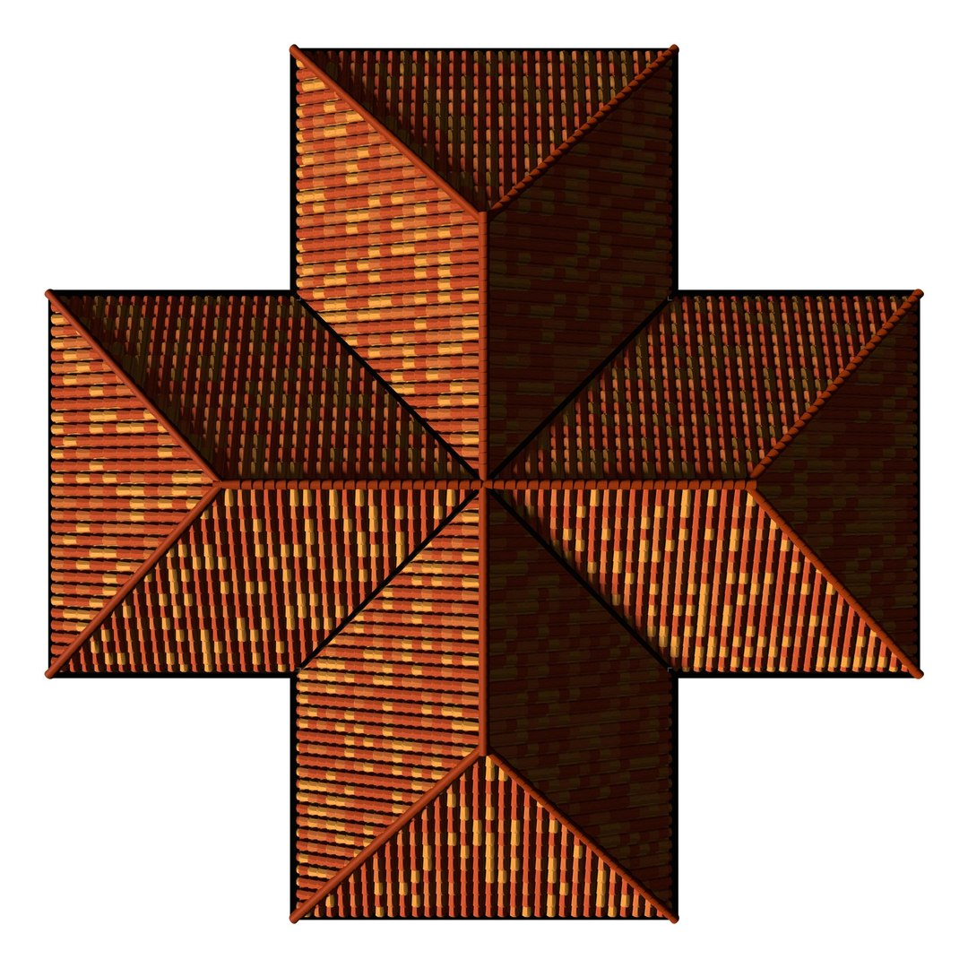 3D Model Cross Roof With Clay Tile - TurboSquid 2088383