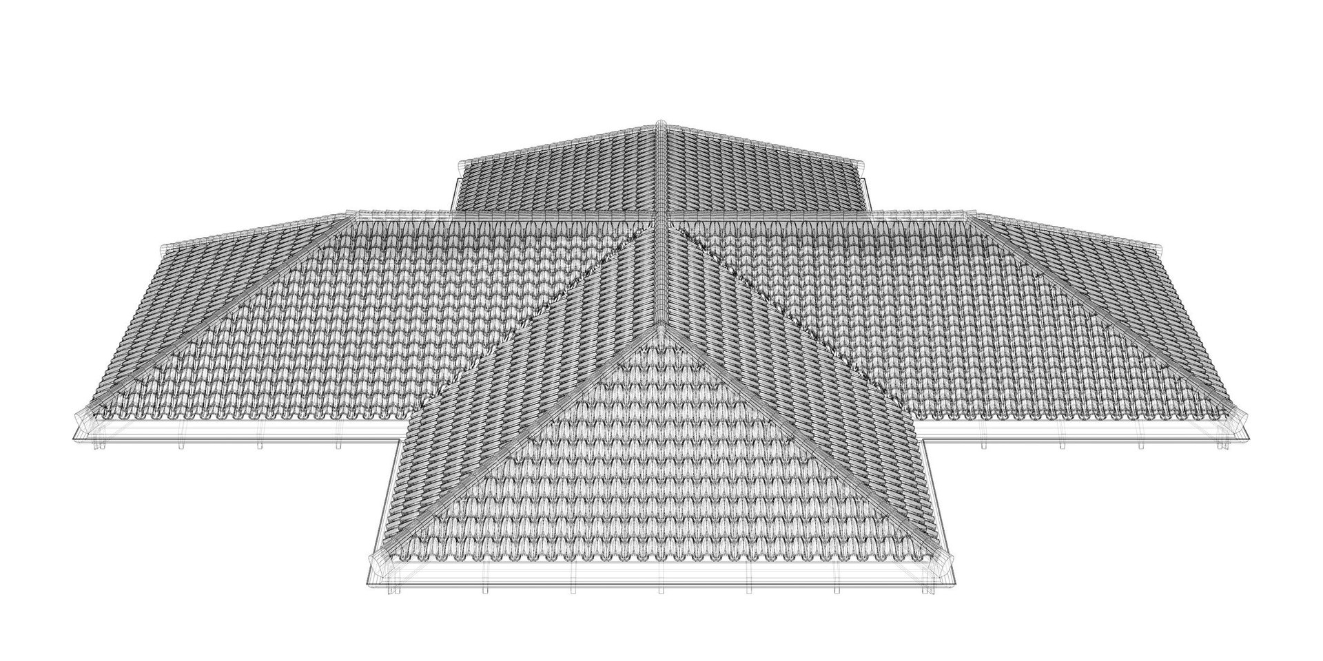 3D Model Cross Roof With Clay Tile - TurboSquid 2088383