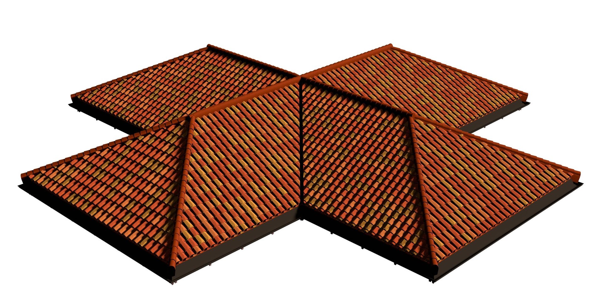 3D Model Cross Roof With Clay Tile - TurboSquid 2088383