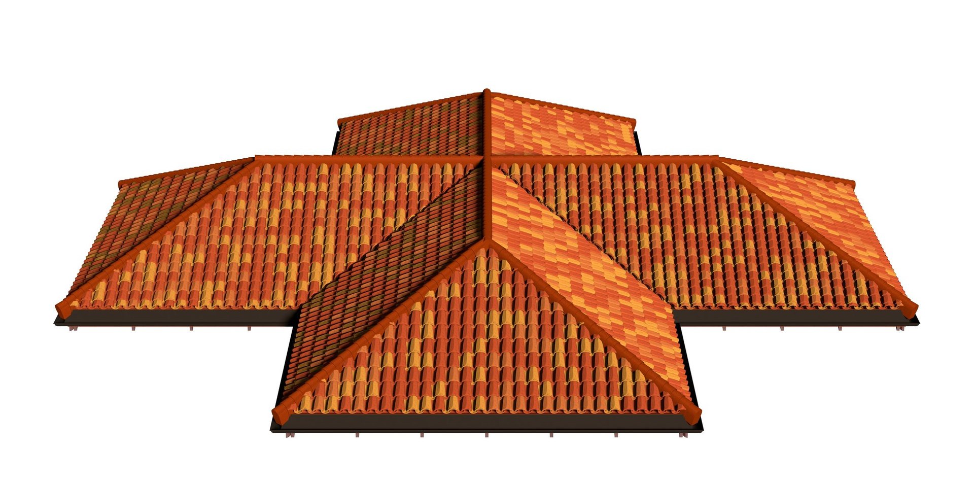 3D Model Cross Roof With Clay Tile - TurboSquid 2088383