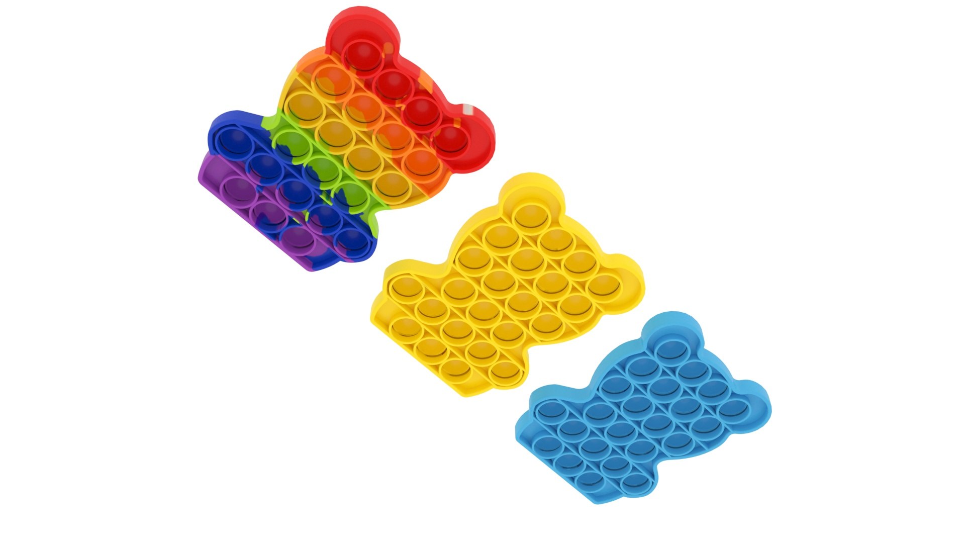 3D Bear Pop It Fidget Toys Set model - TurboSquid 1769110