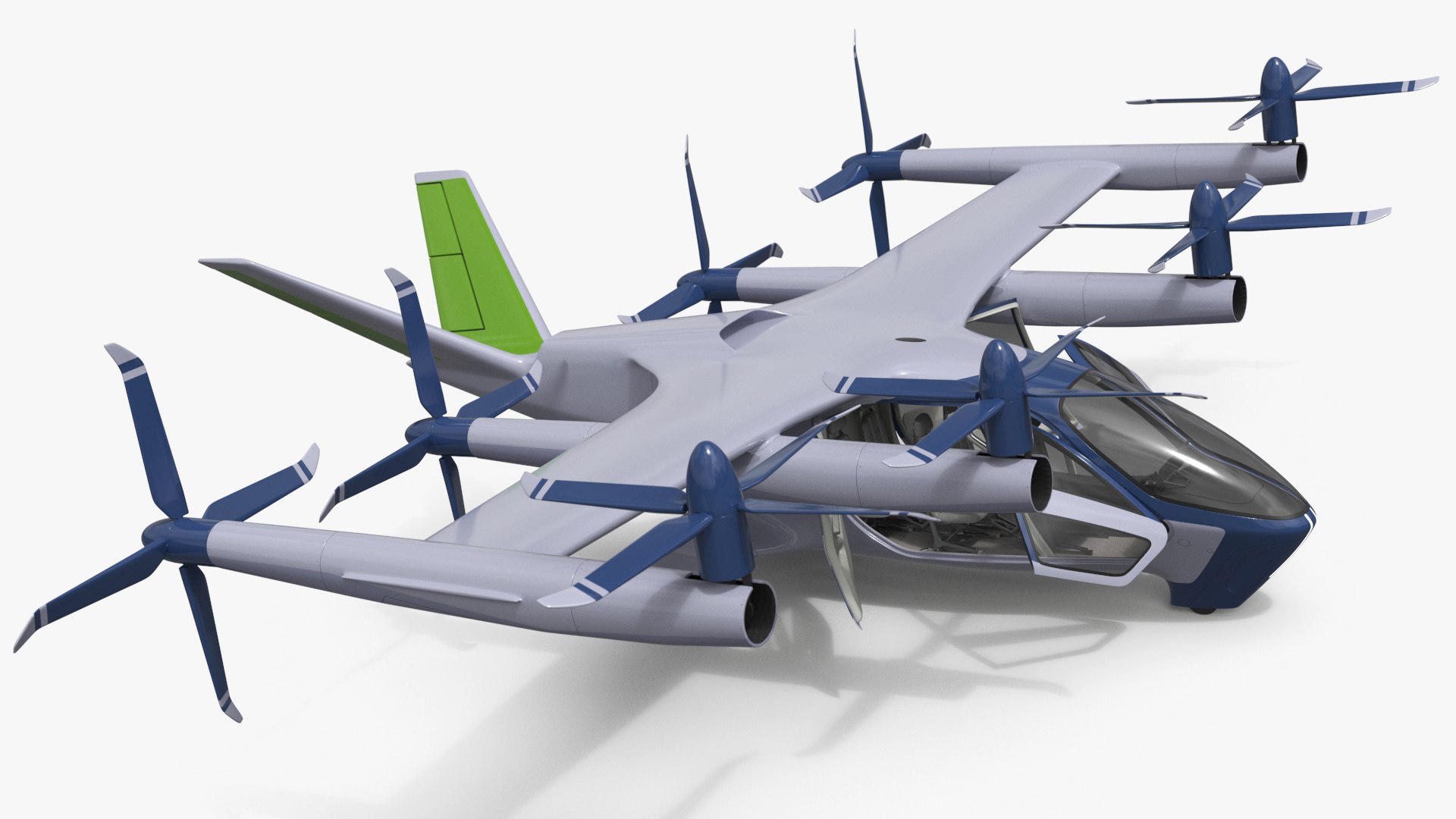3D Hyundai S-A2 EVTOL Aircraft Urban Mobility Concept Light On White ...