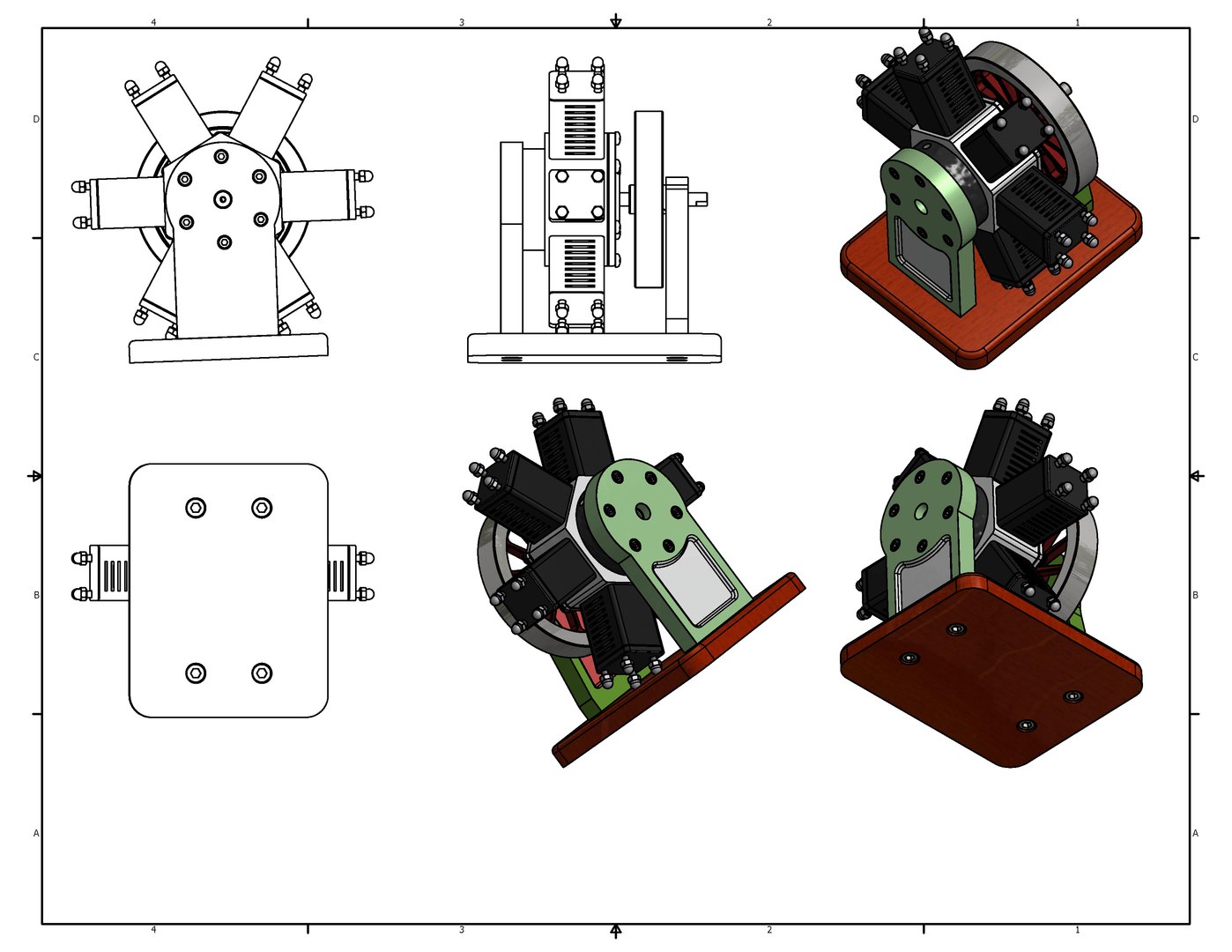 6 Cylinder Radial Engine 3D Model - TurboSquid 2190604