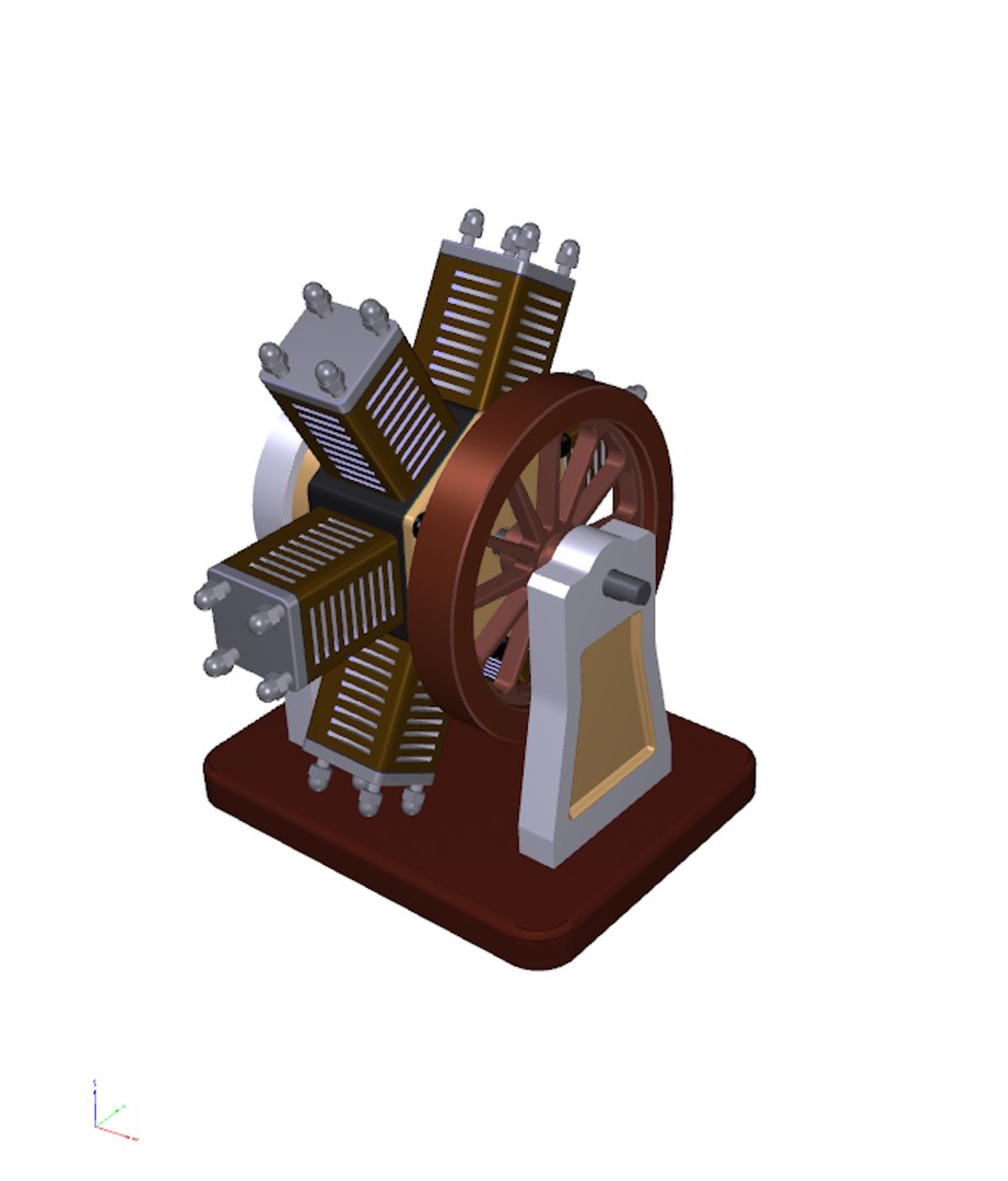6 Cylinder Radial Engine 3D Model - TurboSquid 2190604