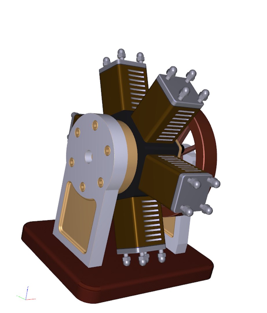 6 Cylinder Radial Engine 3D Model - TurboSquid 2190604