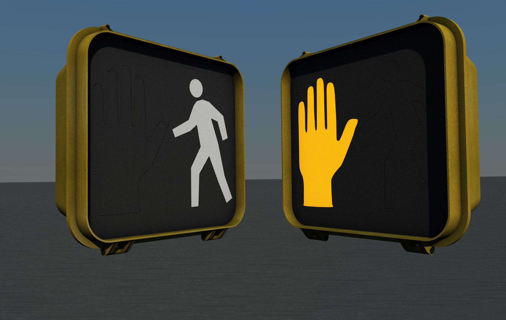 Street Lights Crosswalk Signs 3d Model