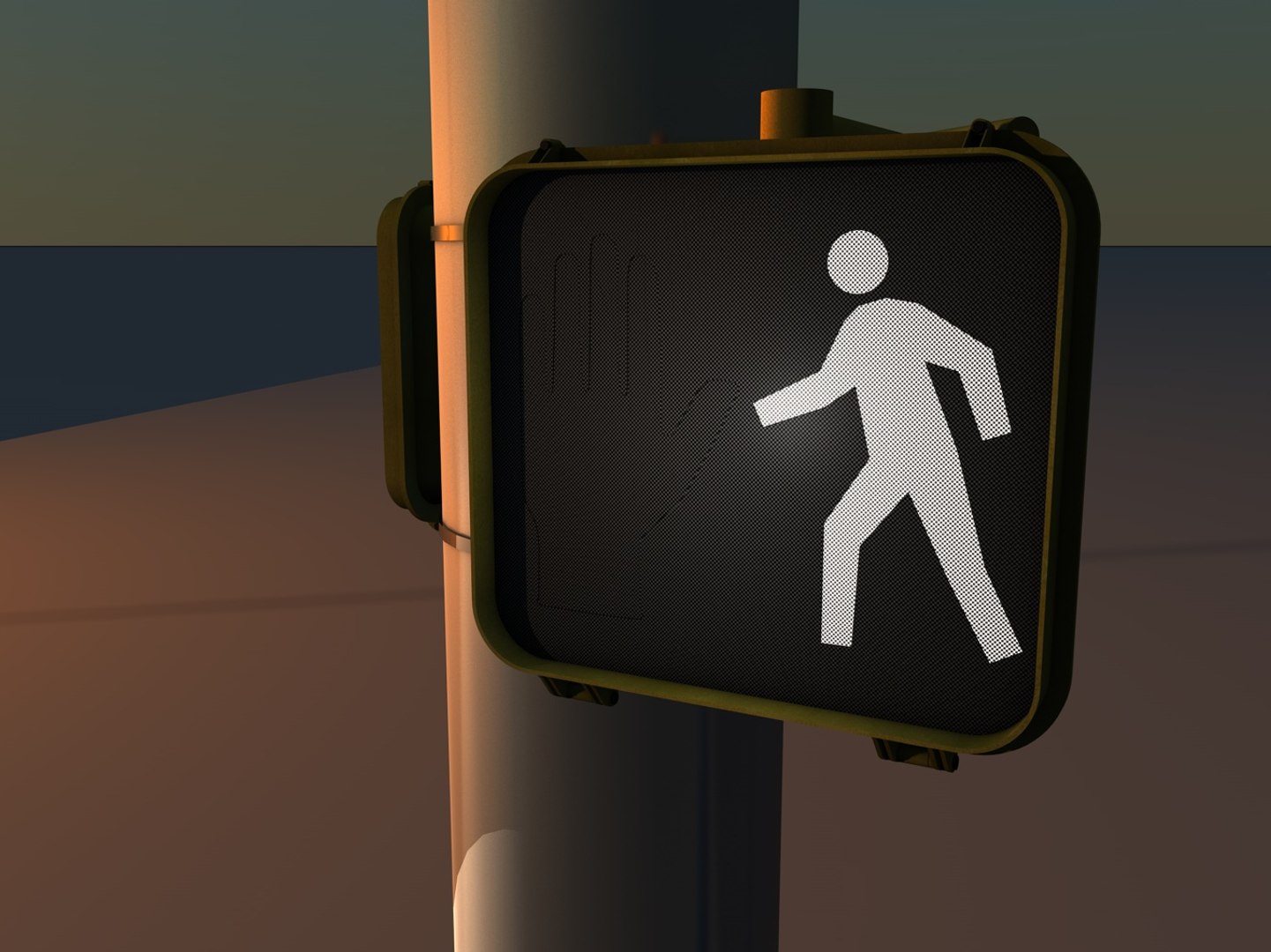Street Lights Crosswalk Signs 3d Model