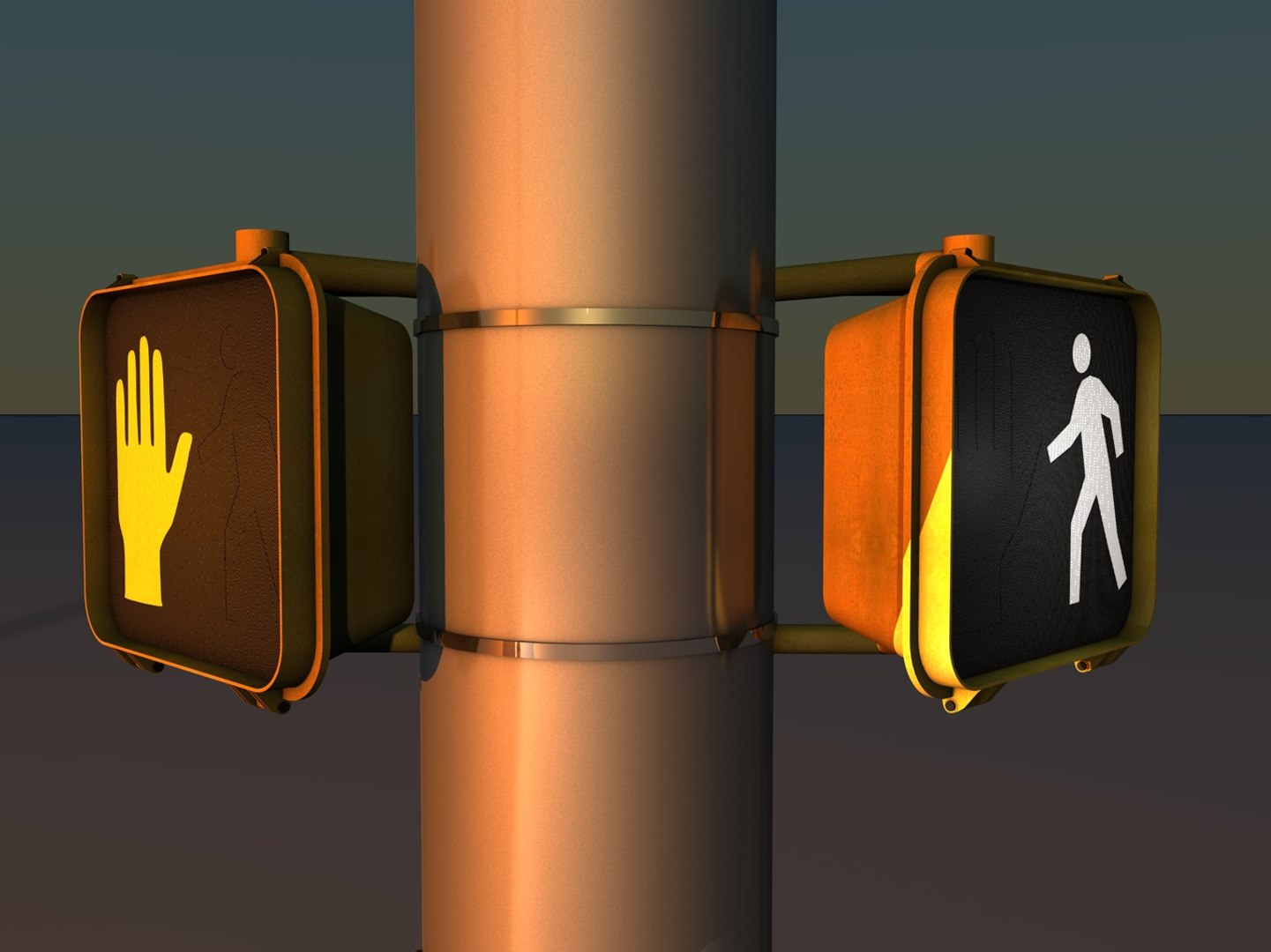 Street Lights Crosswalk Signs 3d Model