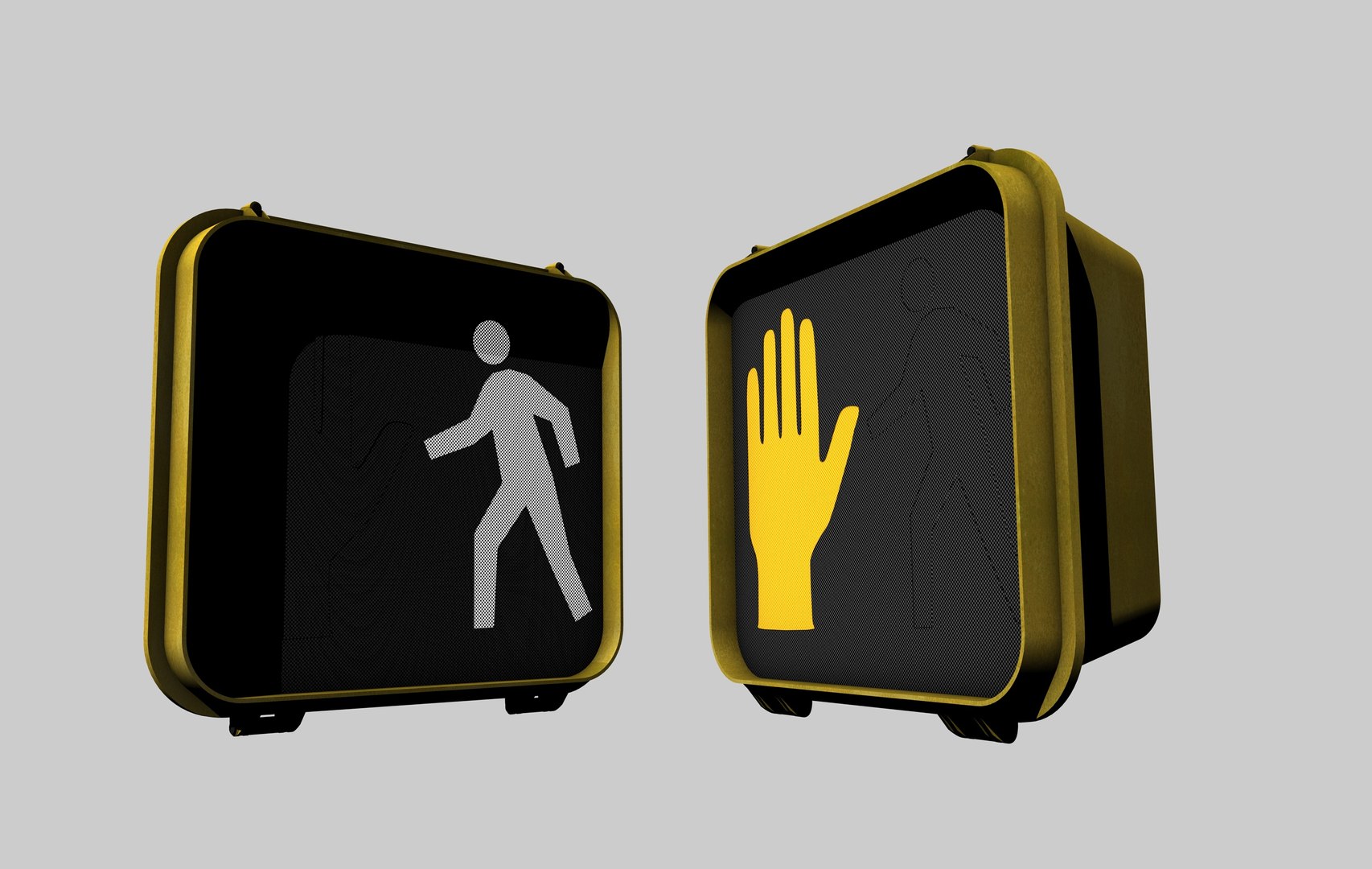 Street Lights Crosswalk Signs 3d Model