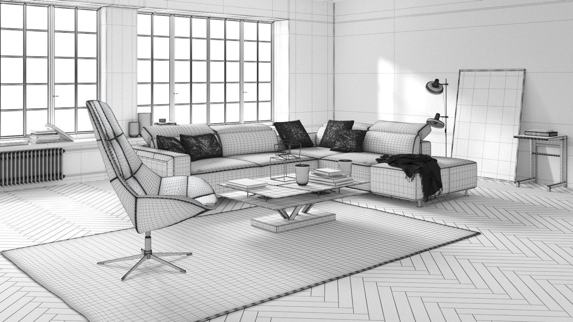 3D Best Living Scene Design 02 - C4D - Vray - TurboSquid 1870155