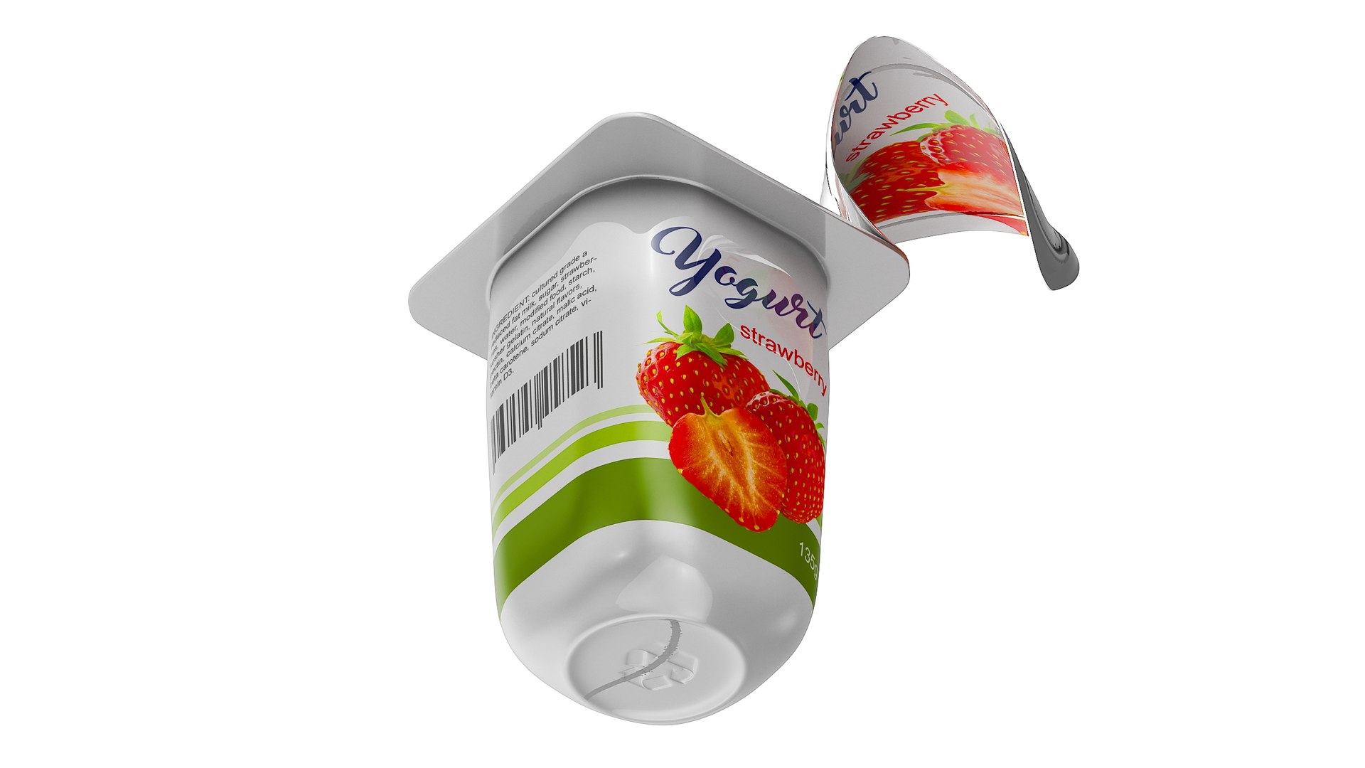 Yogurt Cup Strawberry Open Mockup model - TurboSquid 1998232