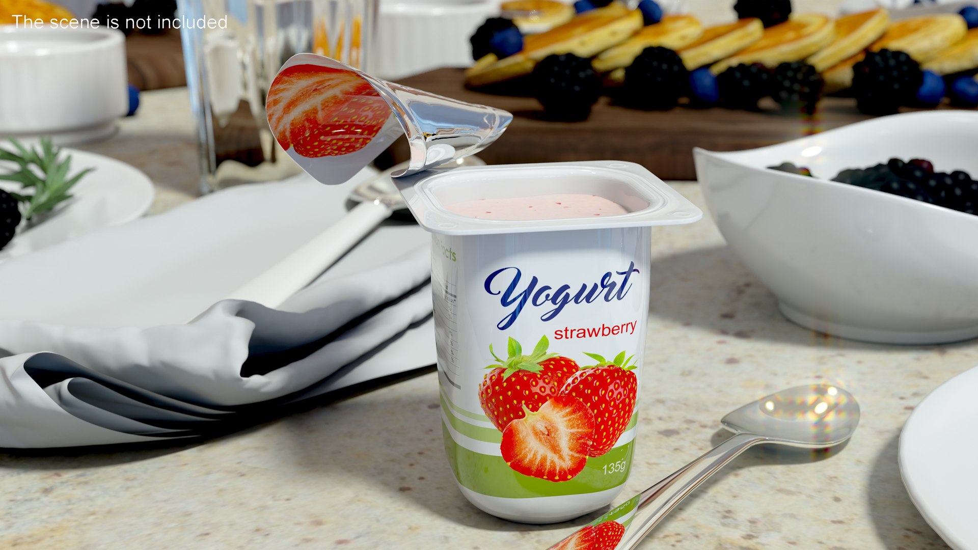 Yogurt Cup Strawberry Open Mockup Model - TurboSquid 1998232