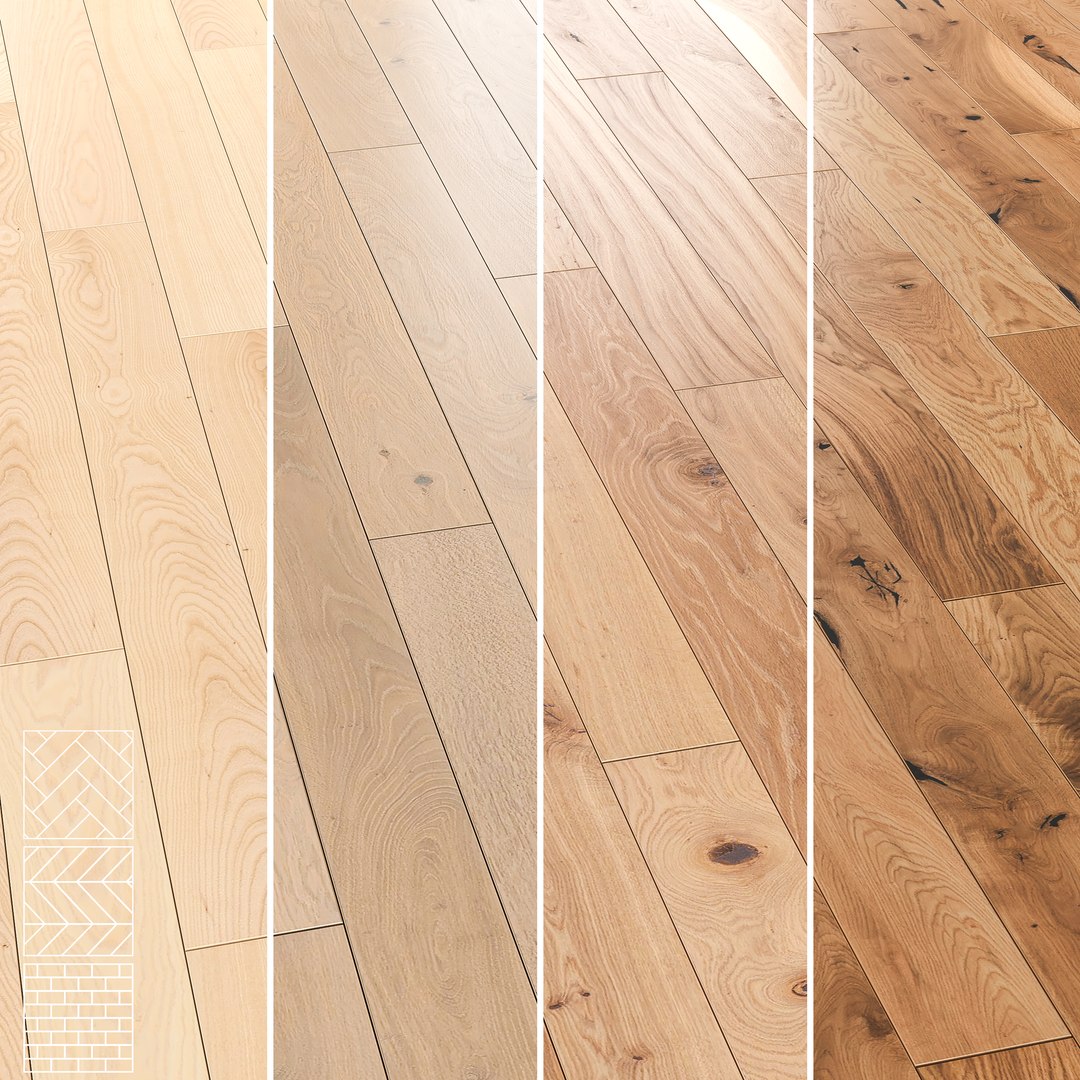 3D Boen Oak Ash Parquet Set 06 - 5 Pro Layouts Herringbone-Chevron ...