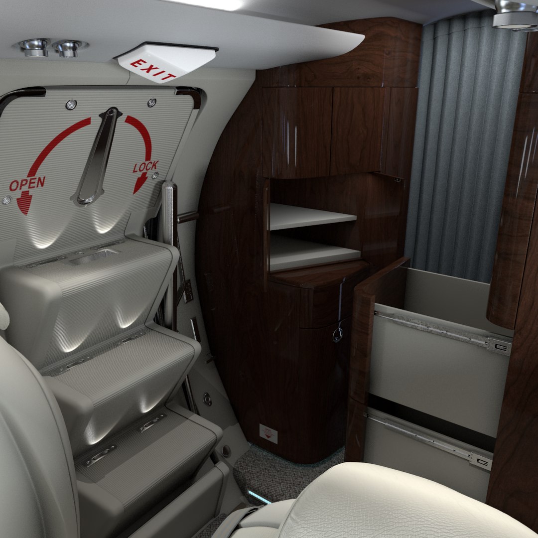 3d Realistic Cabin Cessna Citation
