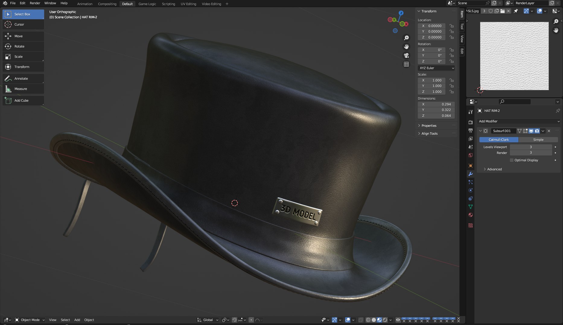 3D Top Hat Model - TurboSquid 2303802