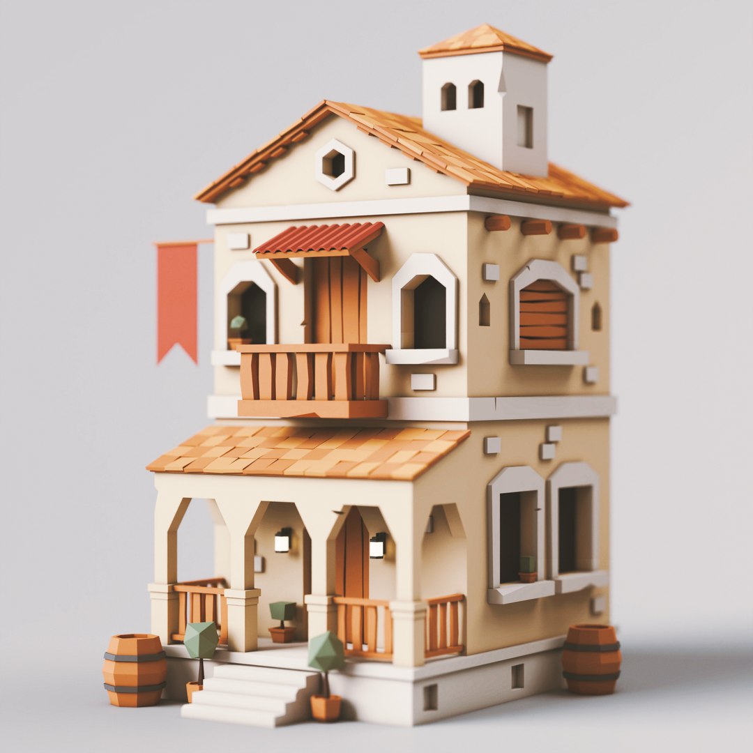 Low Poly House 01 3D Model - TurboSquid 2400193