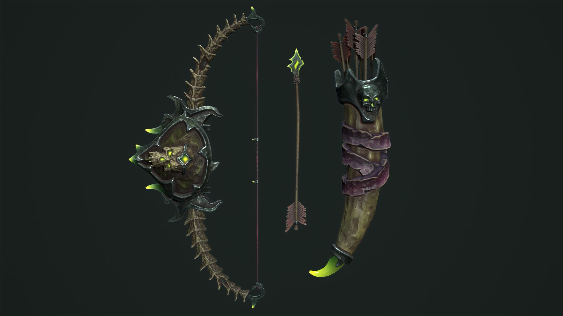 3D Undead Bow And Quiver - TurboSquid 1985040