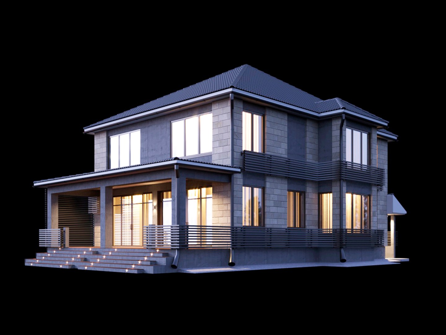 Two-storey House Terrace 3D Model - TurboSquid 1344158