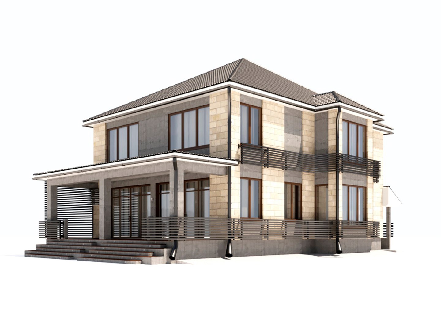 Two-storey House Terrace 3D Model - TurboSquid 1344158