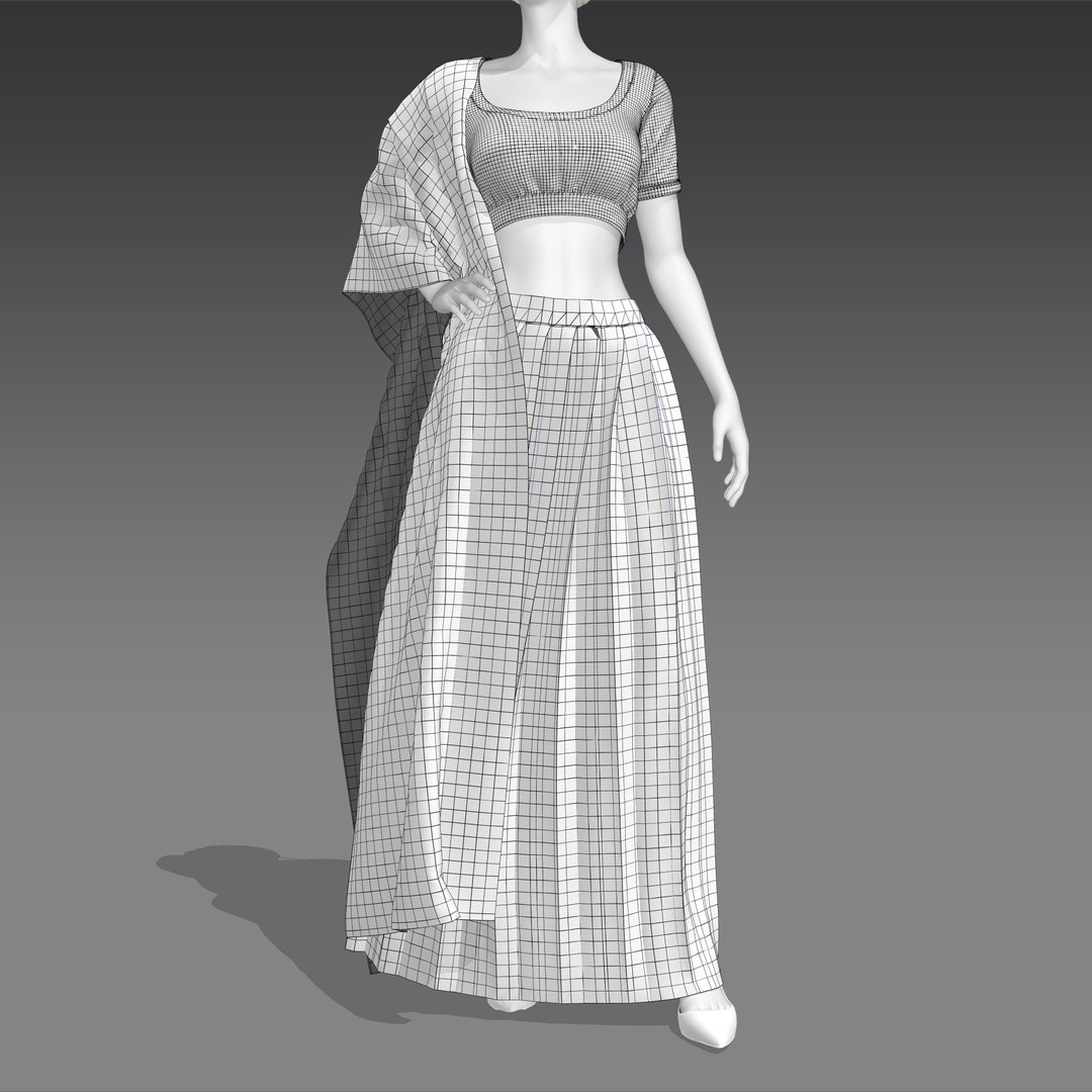 Indian Lehenga Blouse Dressing 3D - TurboSquid 1407503