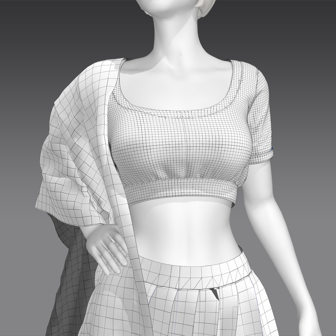 Indian Lehenga Blouse Dressing 3D - TurboSquid 1407503