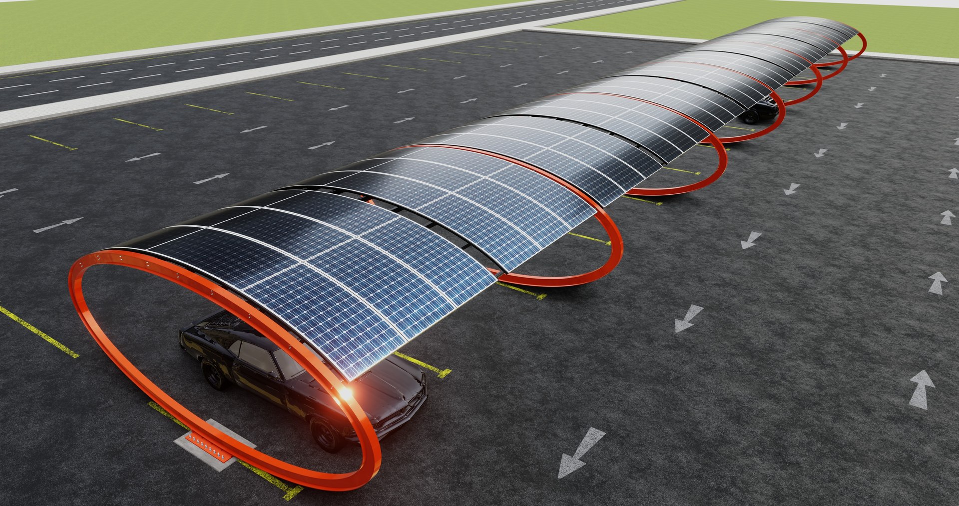 ELLIPSE TYPE SOLAR CARPORT TYPE-1 10 Cars 3D Model - TurboSquid 2345073