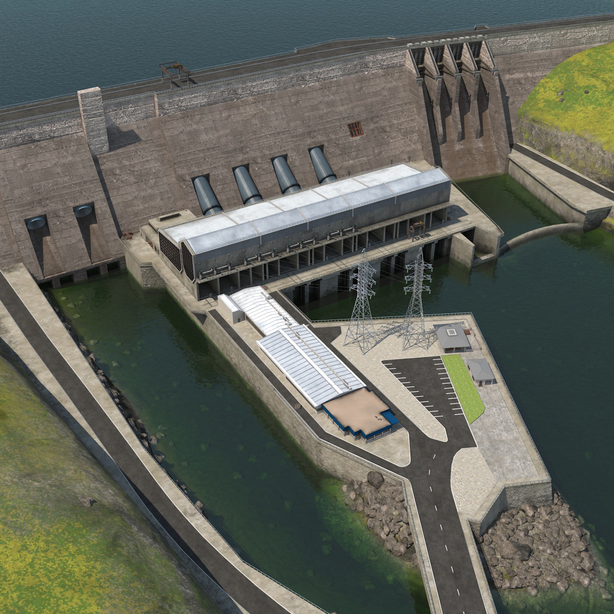 3D hydroelectric dam electric model - TurboSquid 1362739