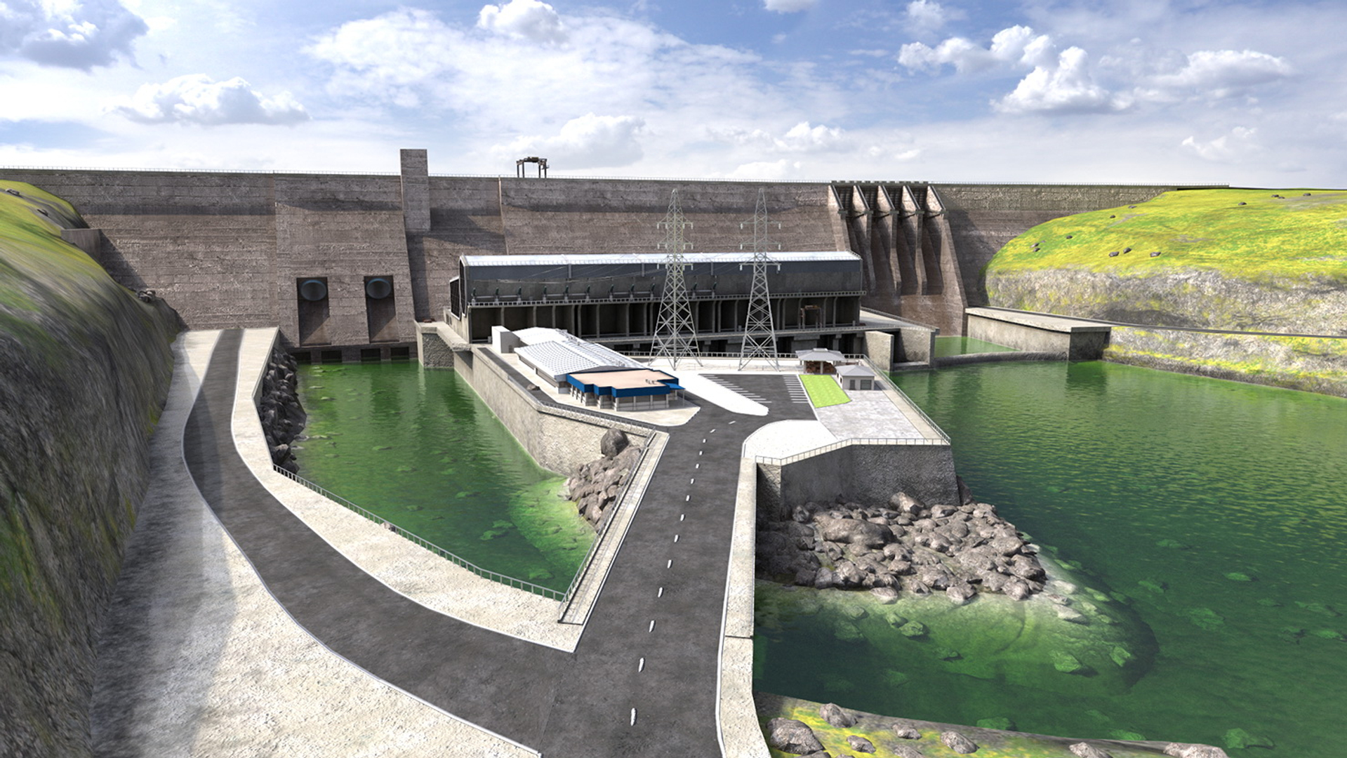 3D hydroelectric dam electric model - TurboSquid 1362739