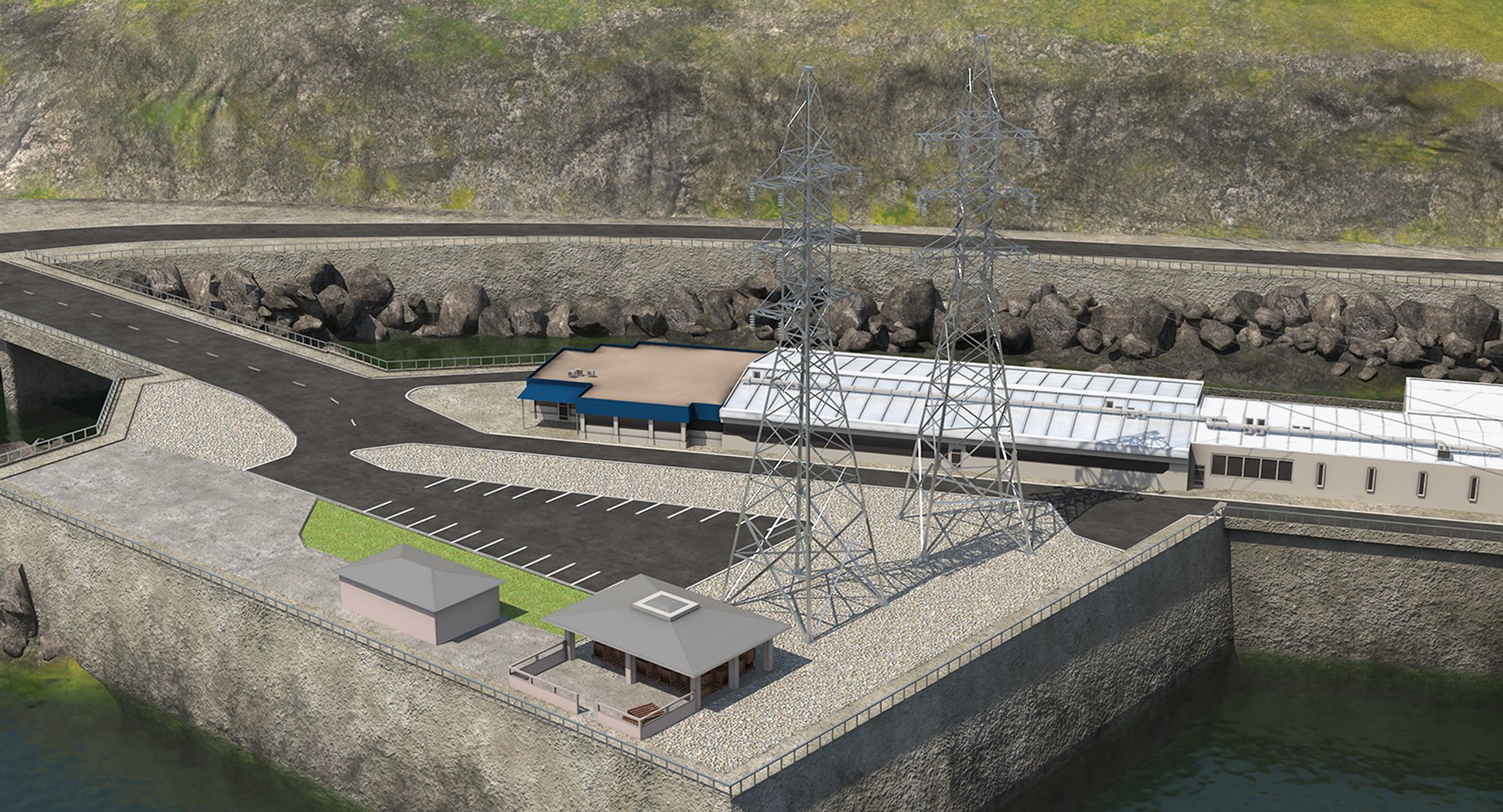 3D Hydroelectric Dam Electric Model - TurboSquid 1362739
