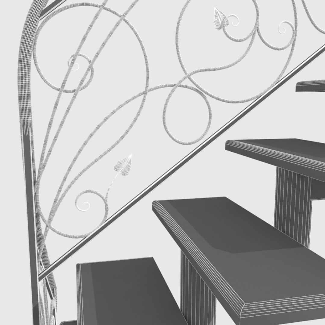 3d model wrought iron stair railing
