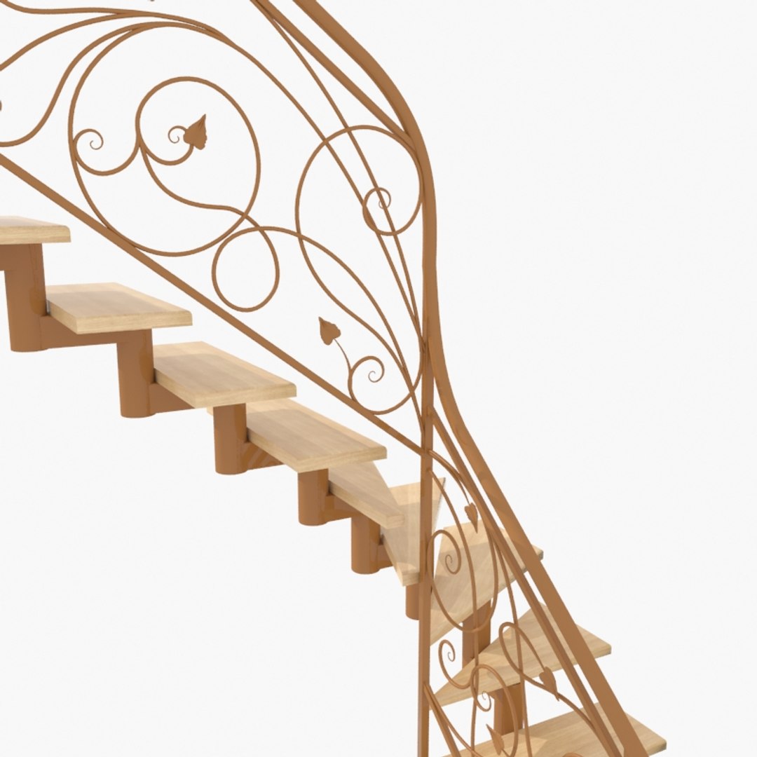 3d model wrought iron stair railing