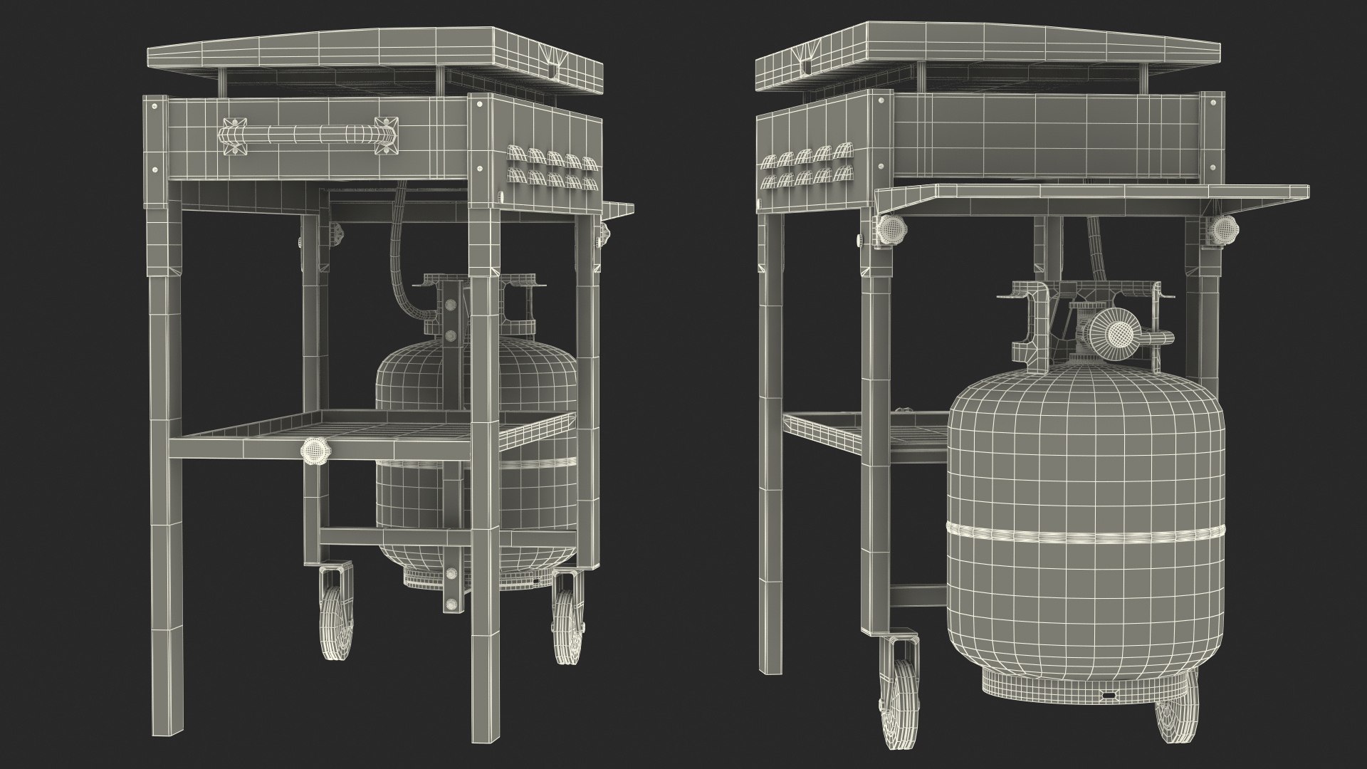 Flat Top Griddle Station With Gas Cylinder 3D Model - TurboSquid 1826036