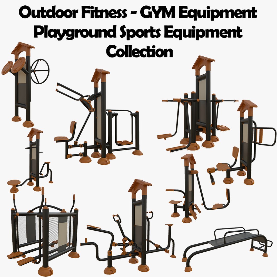 3D Outdoor Fitness GYM Equipment Playground Sports Equipments 3D Model ...