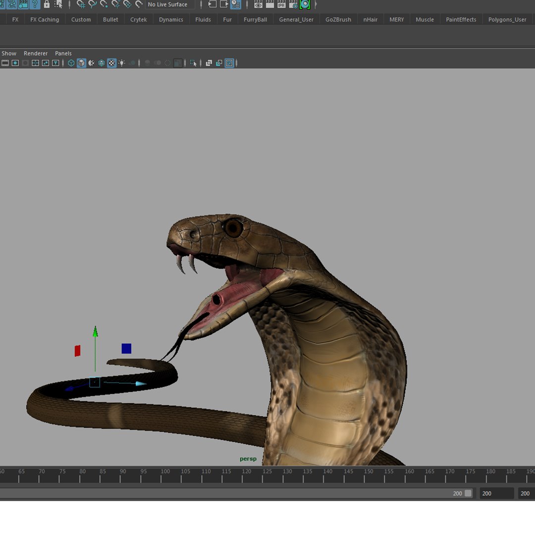 Realistic King Cobra Snake Obj