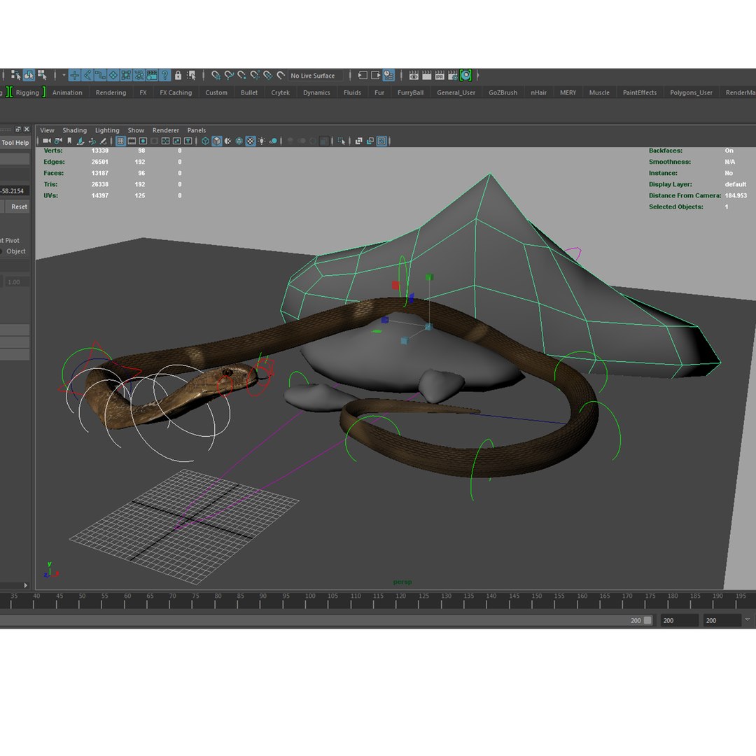 Realistic King Cobra Snake Obj