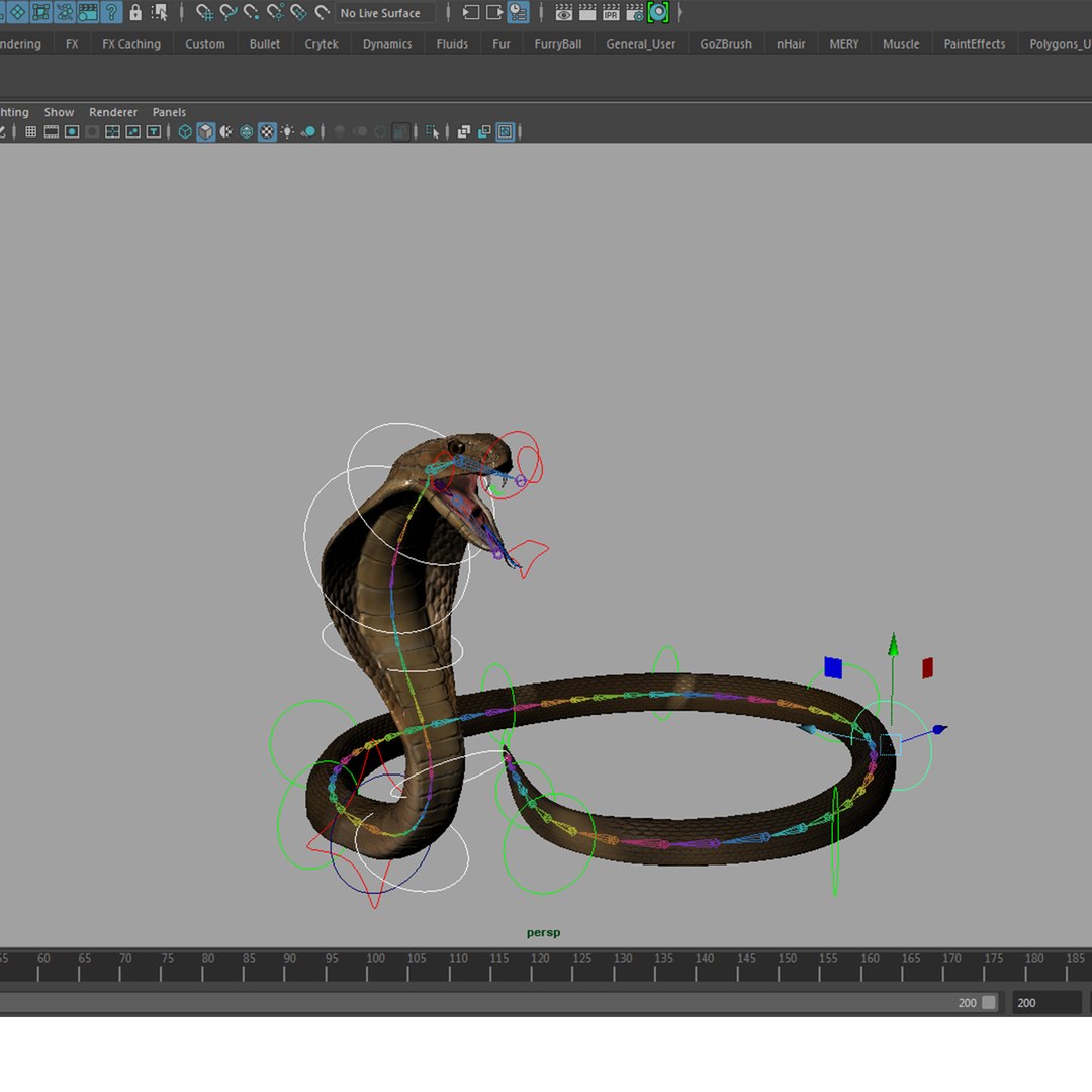 Realistic King Cobra Snake Obj