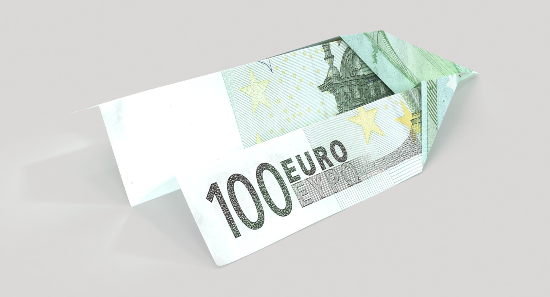 3d 100 Euro Bill Paper Plane Model