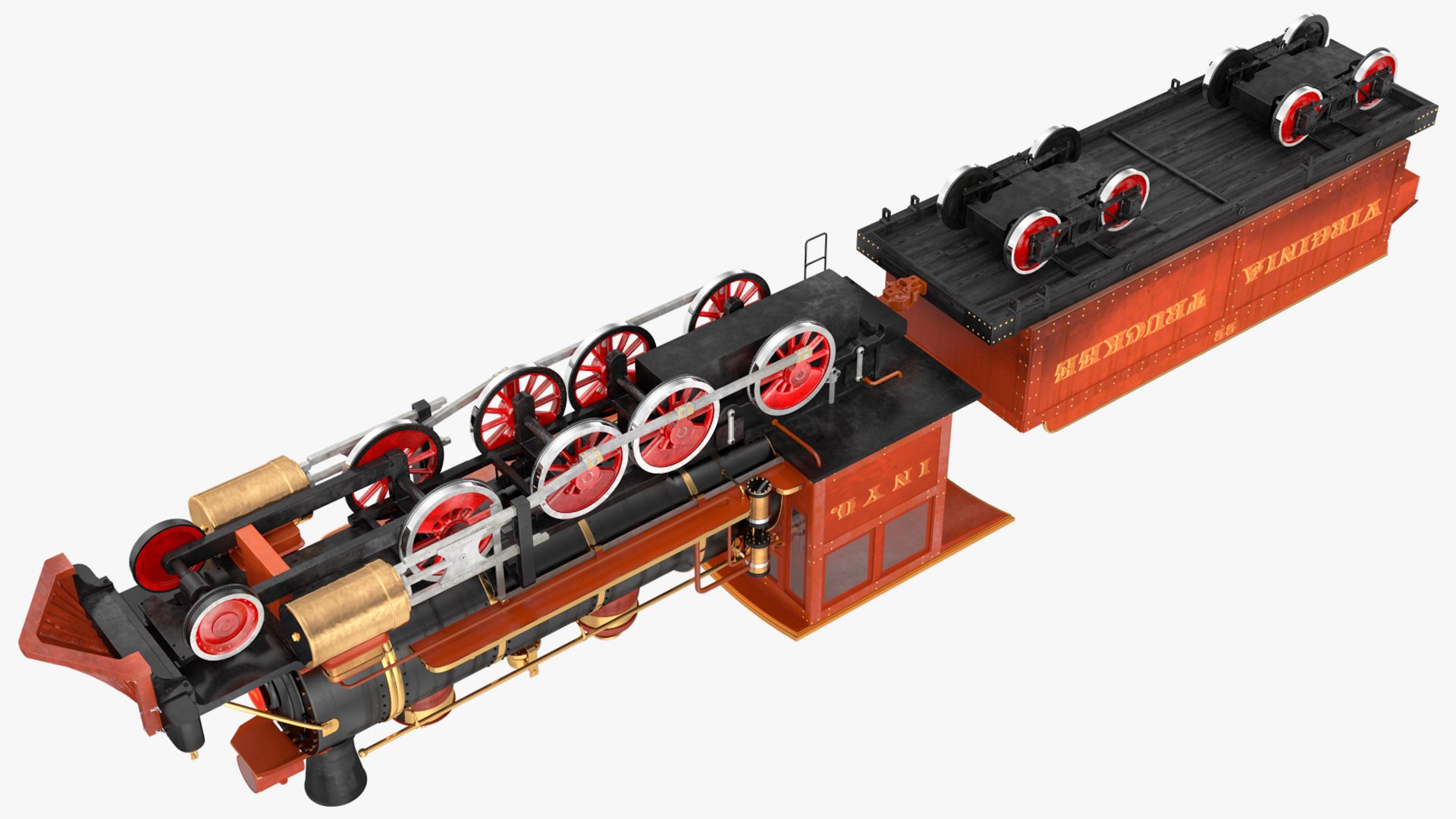 Steam Train And Freight Wagon 3D model - TurboSquid 2149868
