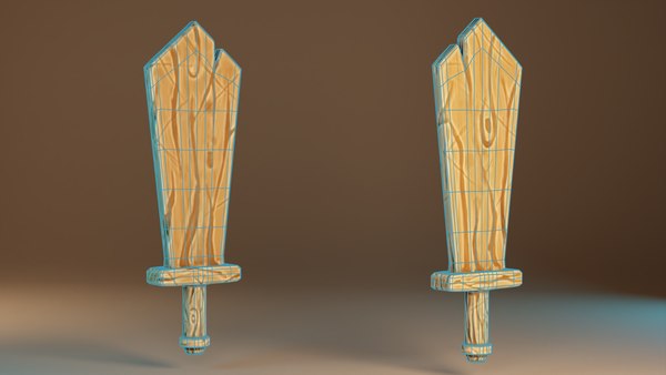 modelo 3d Espada de entrenamiento de madera estilizada - TurboSquid 2010897