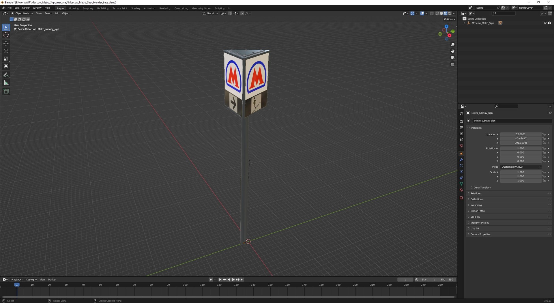 Moscow Metro Sign 3D Model - TurboSquid 2382839