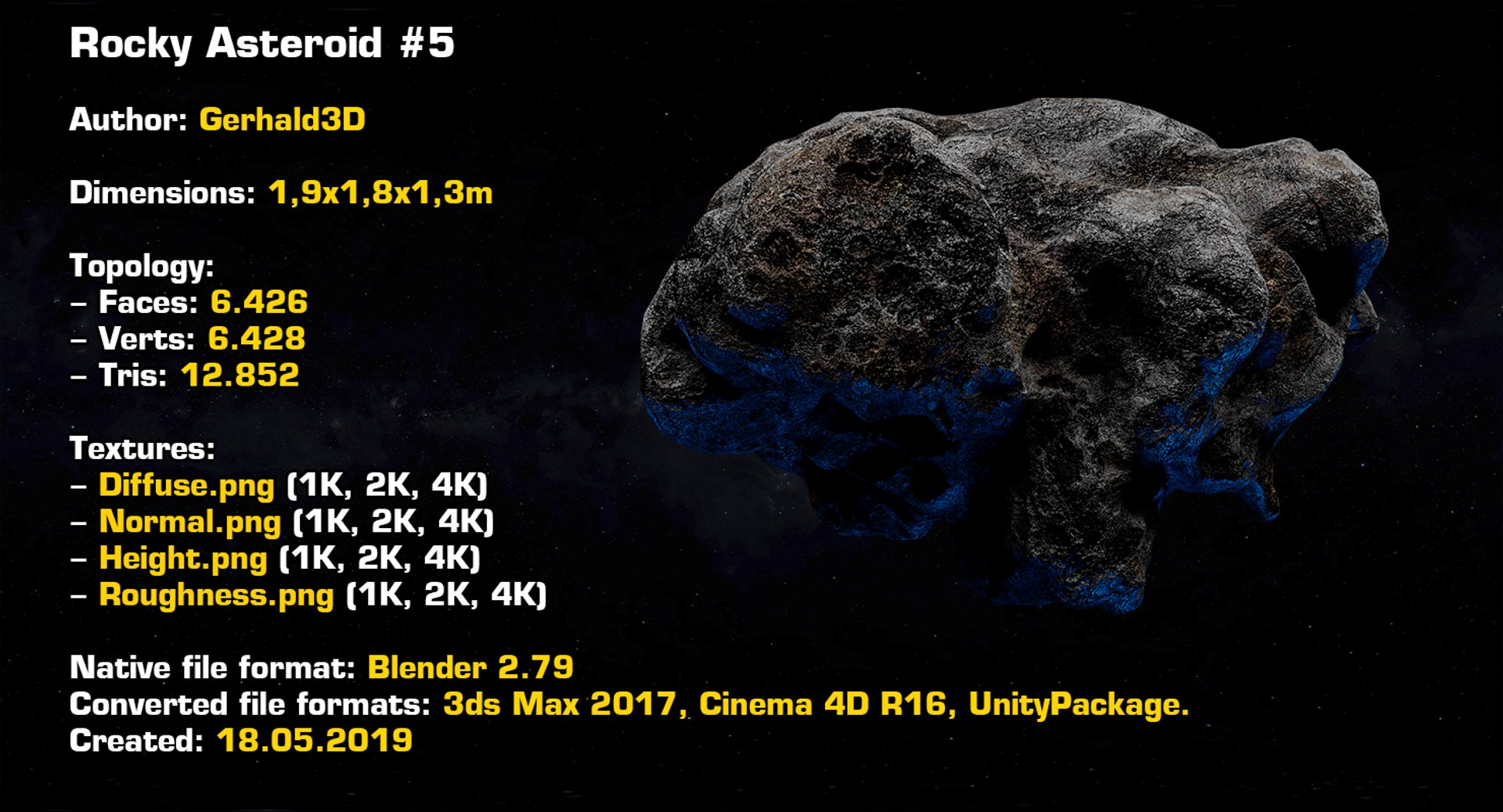 3D Rocky Asteroid 5 Model - TurboSquid 1407838