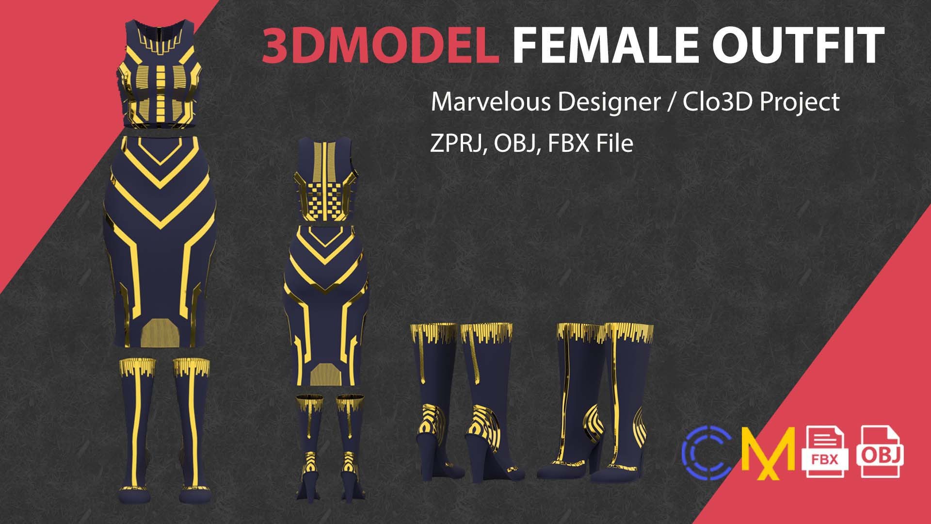 3D Outfit Female Marvelous Designer And Clo3d - TurboSquid 1897600
