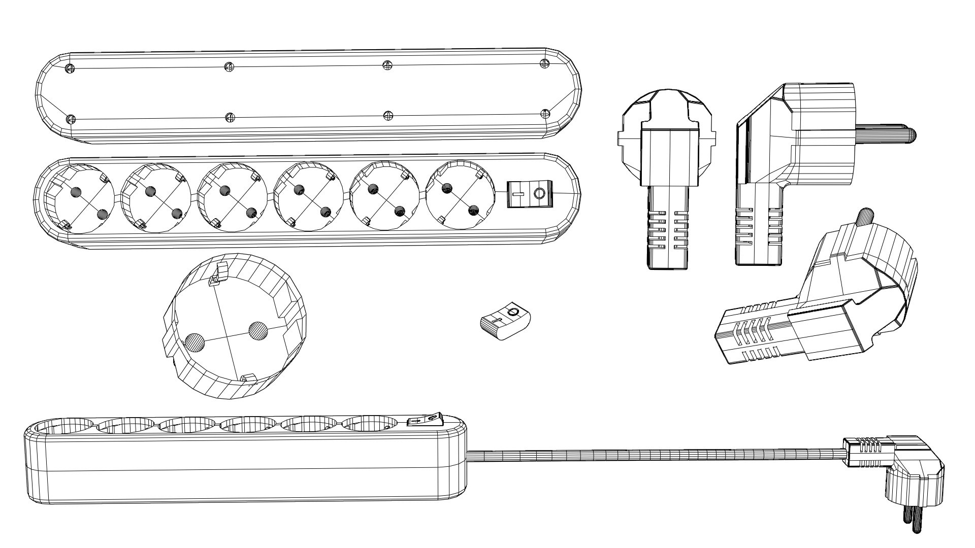 3D Outlet Extension Socket - EU - TurboSquid 1880942