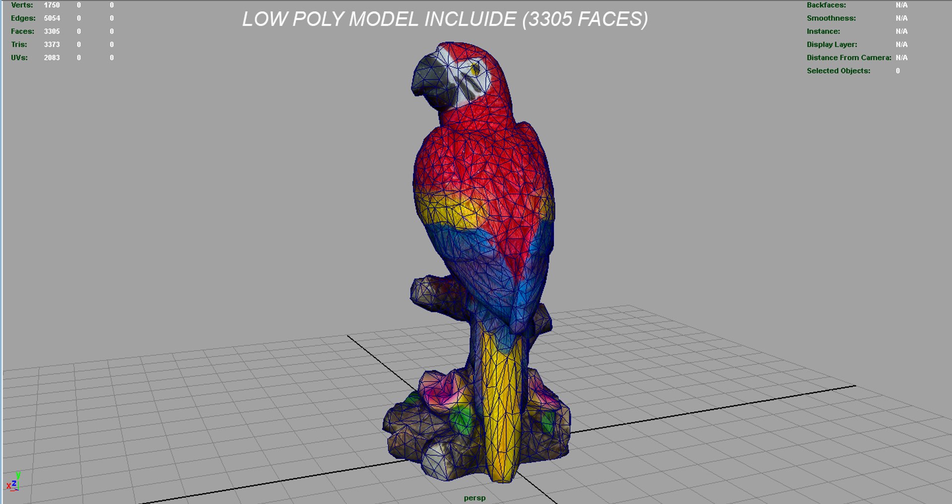 3d Obj Red Parrot