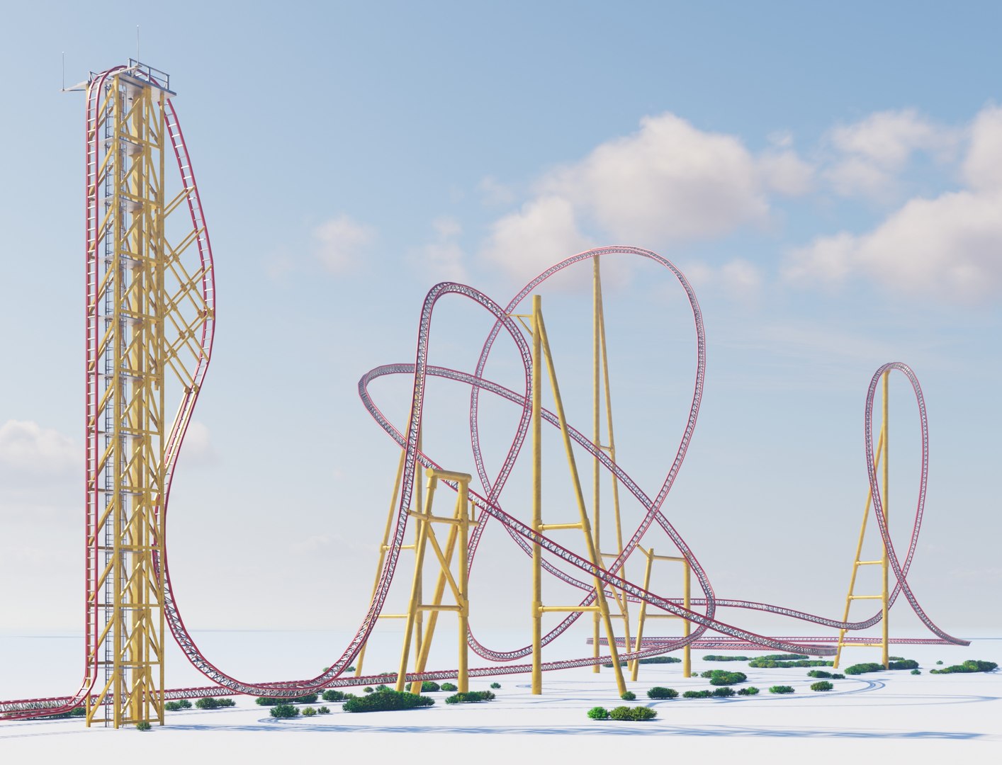 3D Model Modern Roller Coaster Track - TurboSquid 2156618