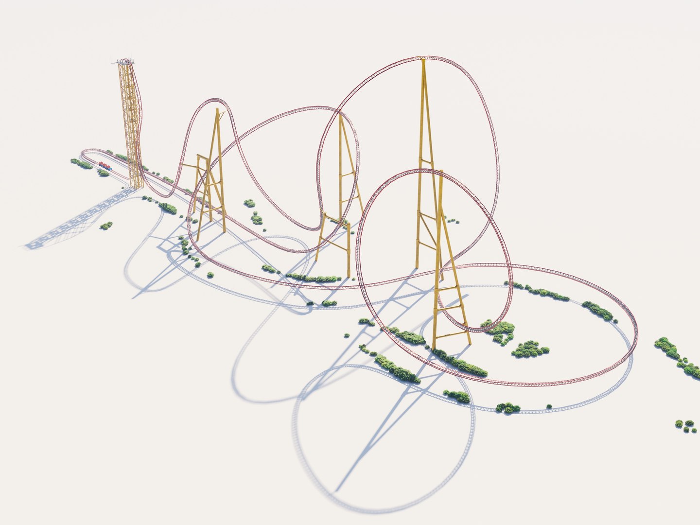 3D Model Modern Roller Coaster Track - TurboSquid 2156618