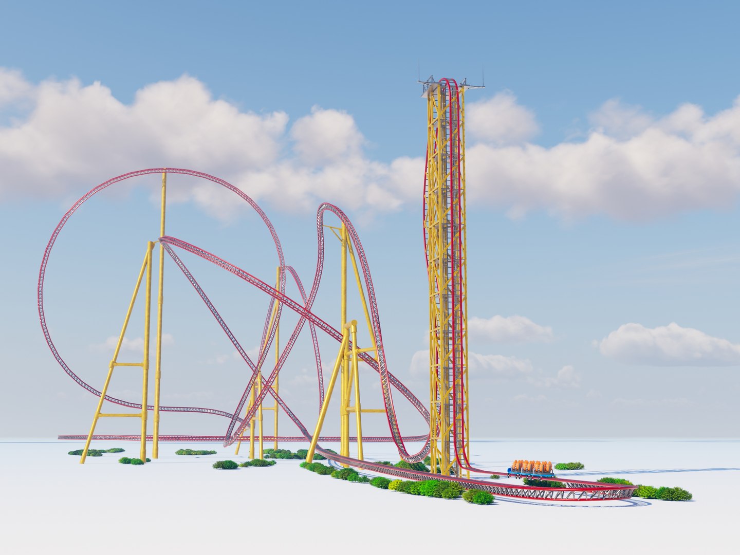 3D Model Modern Roller Coaster Track - TurboSquid 2156618