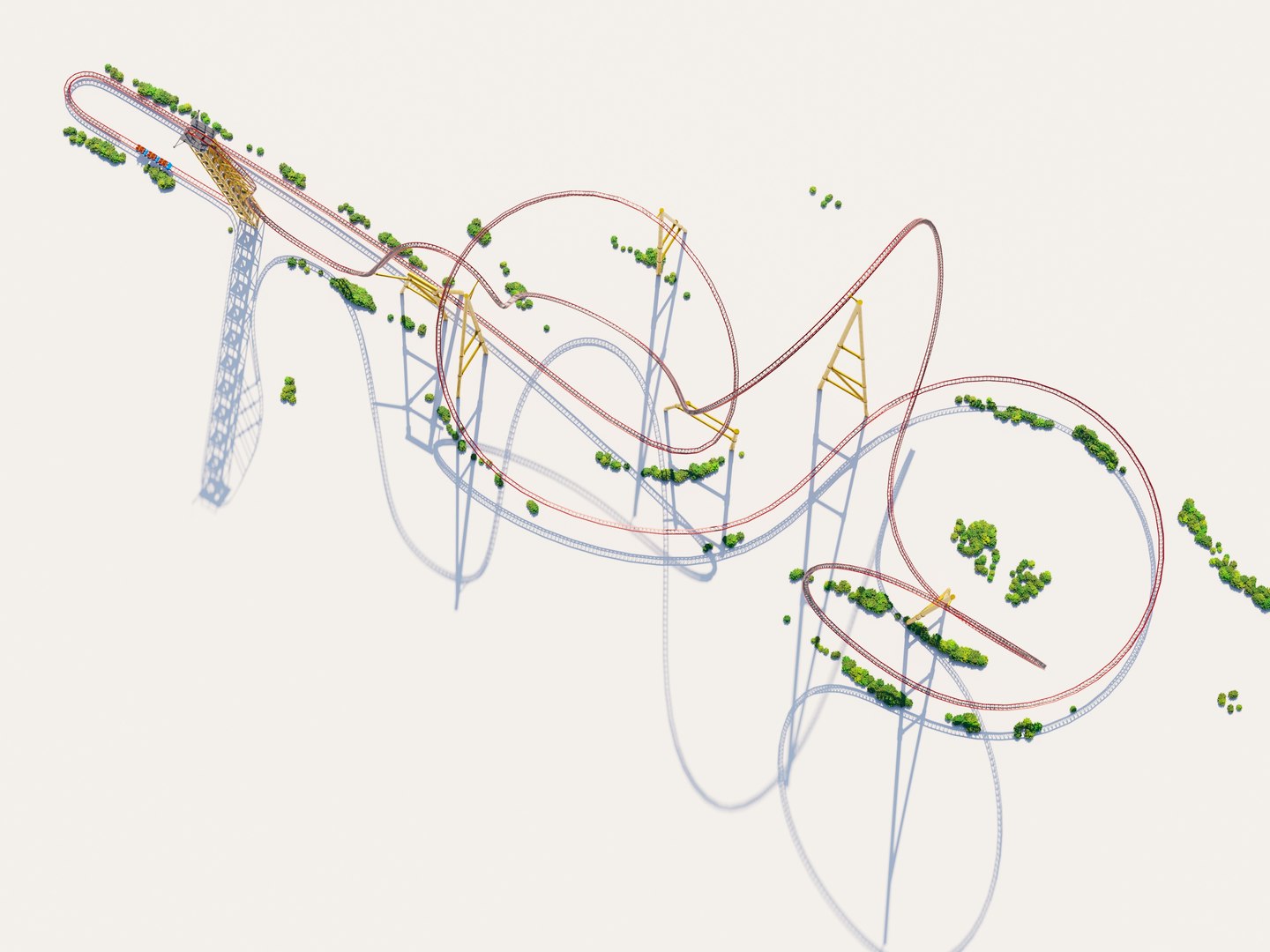 3D Model Modern Roller Coaster Track - TurboSquid 2156618