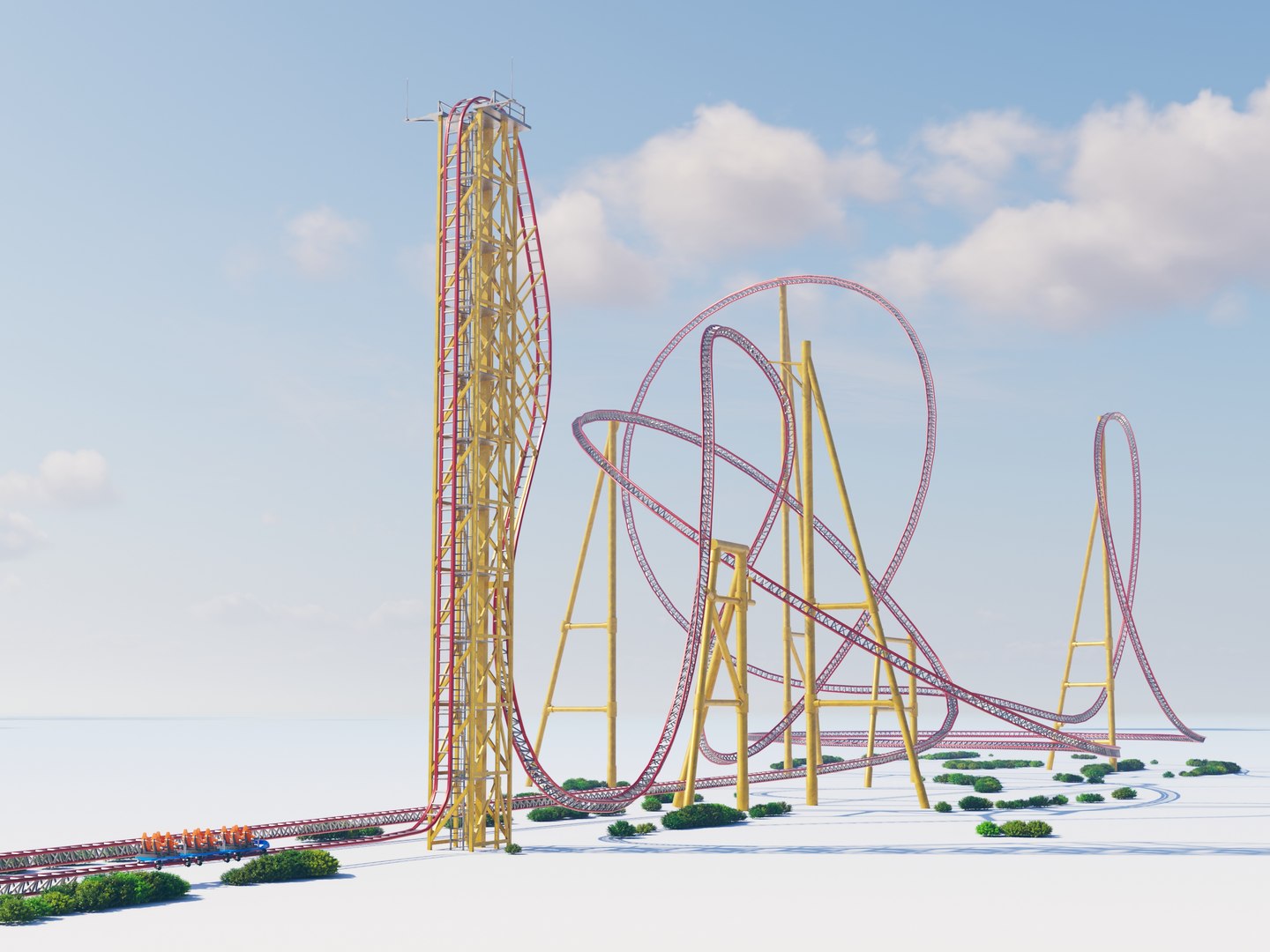 3D Model Modern Roller Coaster Track - TurboSquid 2156618