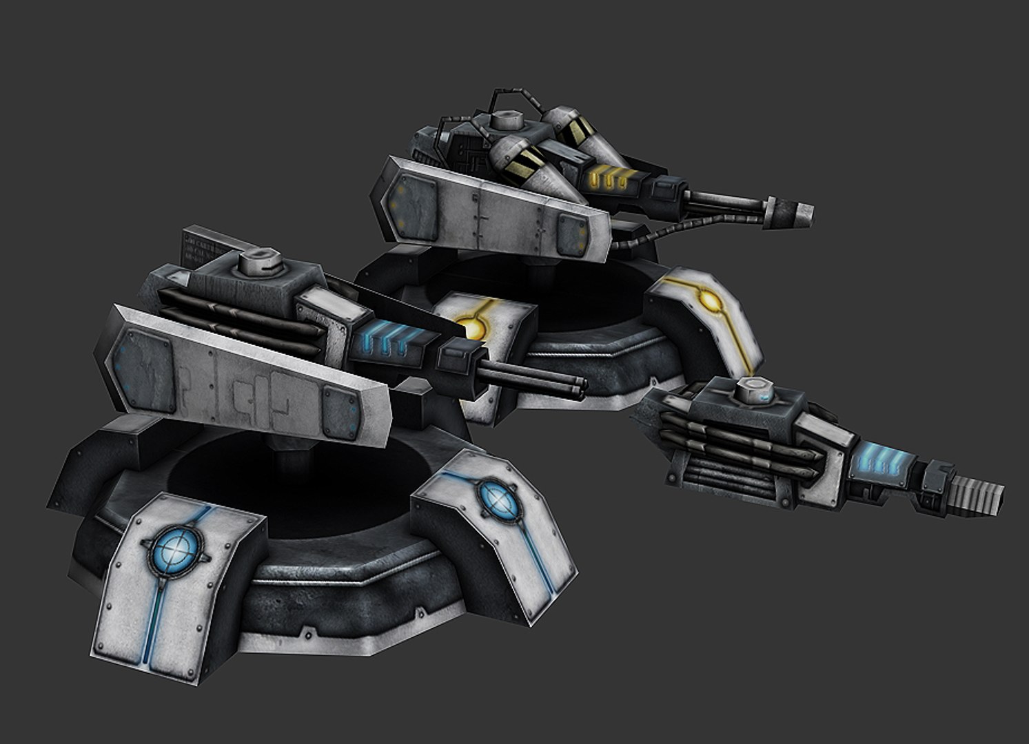 Sci Fi Turrets 3d Model